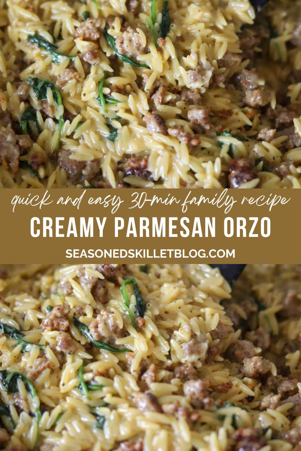 Creamy Parmesan Orzo with Sausage - The Seasoned Skillet - Jamaican ...